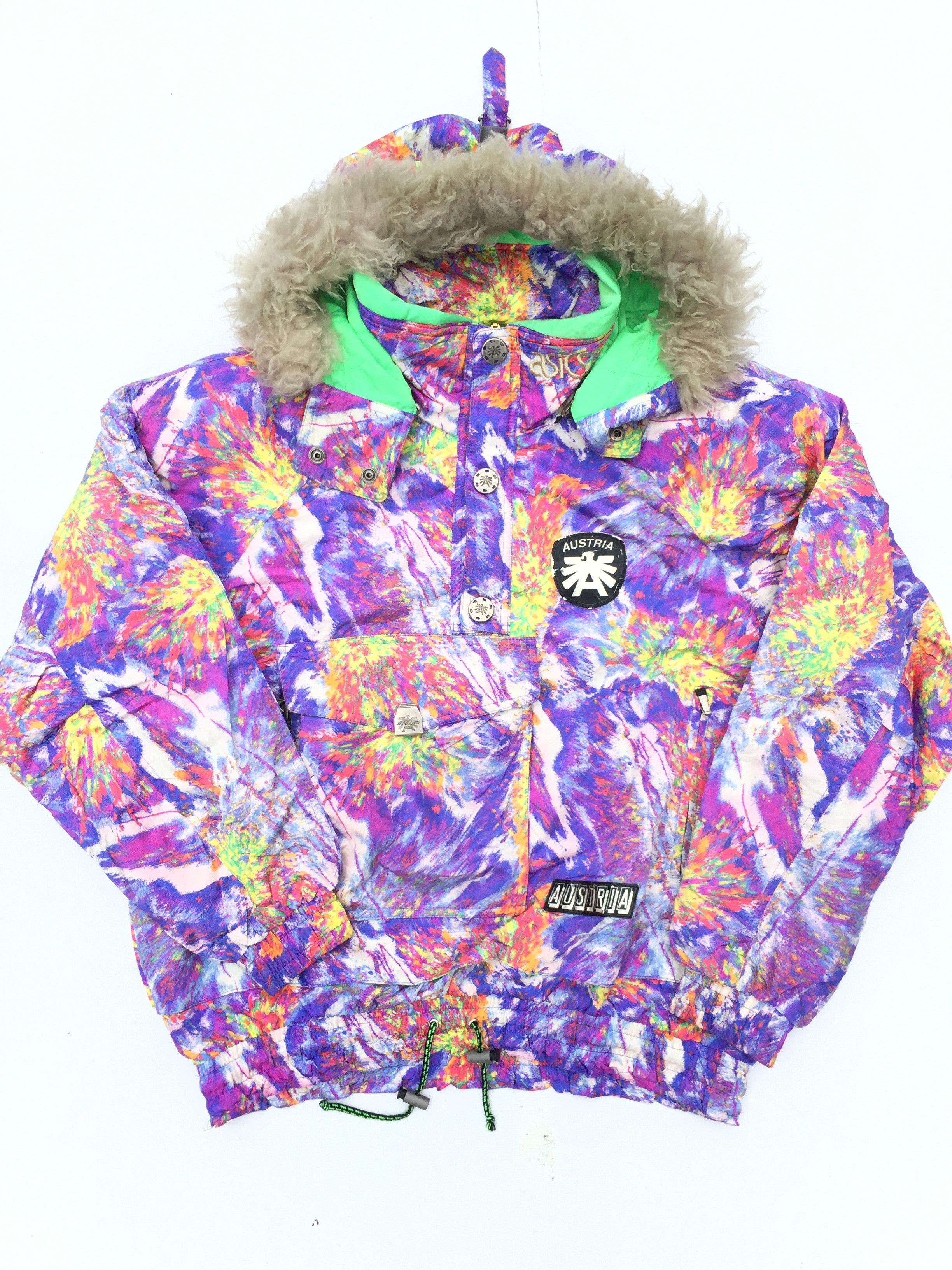Asics × Ski × Vintage Asics Multicolor Paint Splatter Halfzip Ski ...