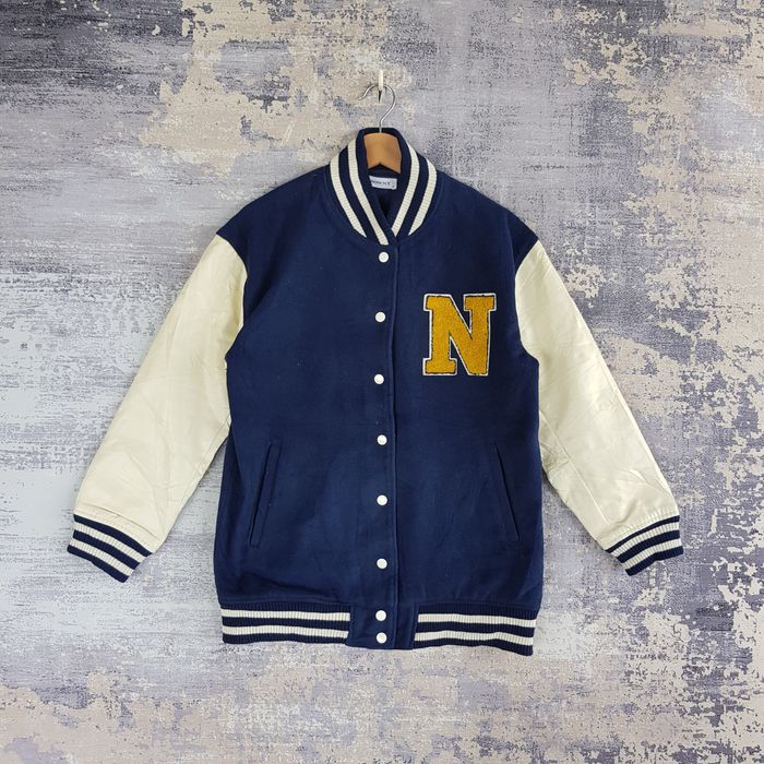 Vintage Japanese Varsity Leather Letterman Jacket Wool Jacket | Grailed