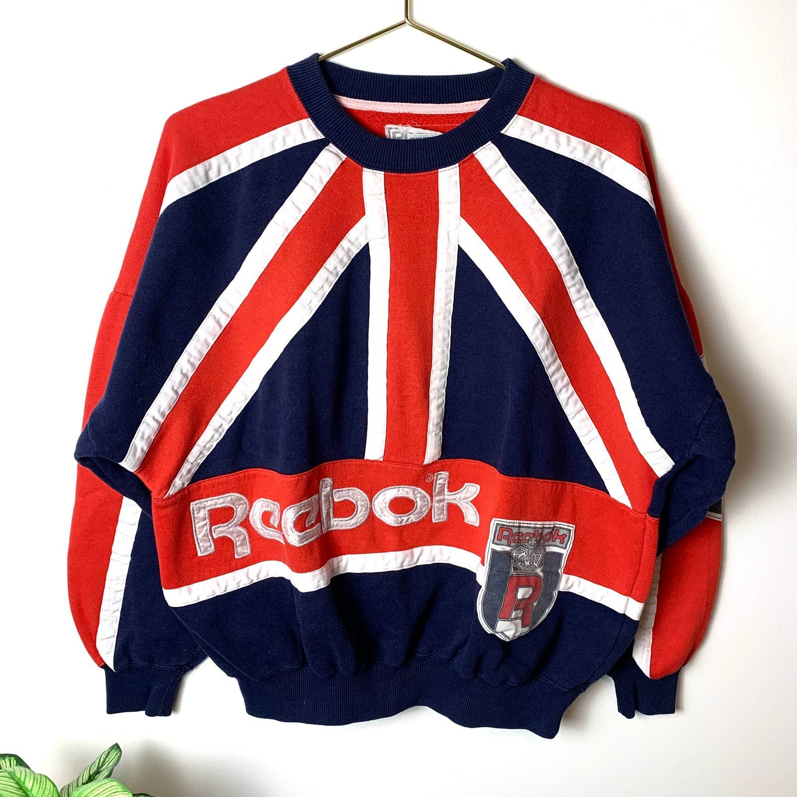 Reebok Vtg. 70s RARE Reebok British UK Flag Patchwork Sweatshirt- M ...
