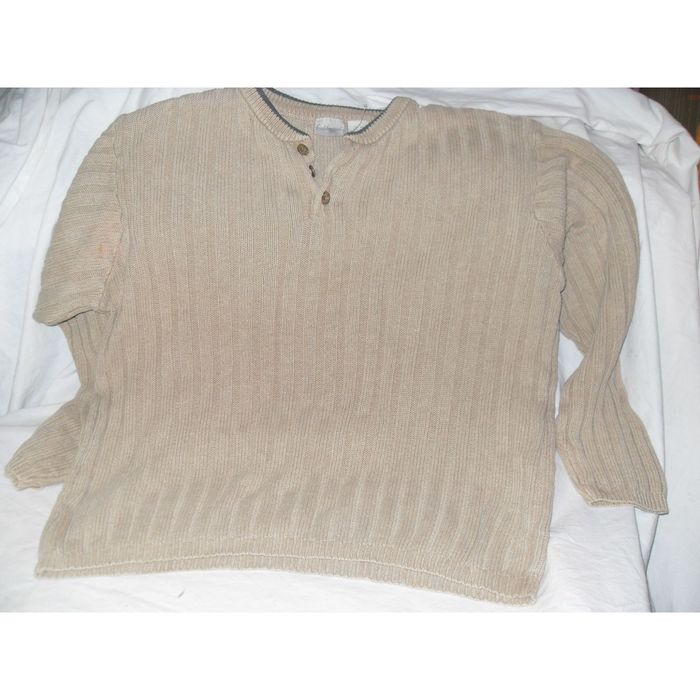Fieldmaster Vtg Mens Fieldmaster Beige Cotton Ramie Henley Swte | Grailed