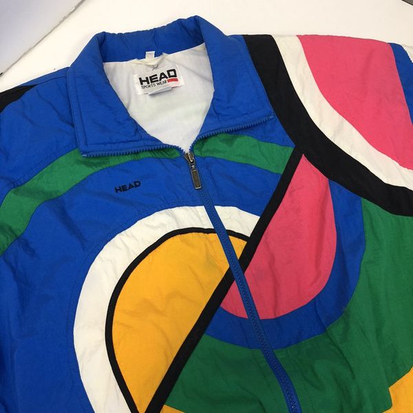 Other 80's Head GEOMETRIC NEON Colorblock SHINY Nylon TRACK Suit | Grailed