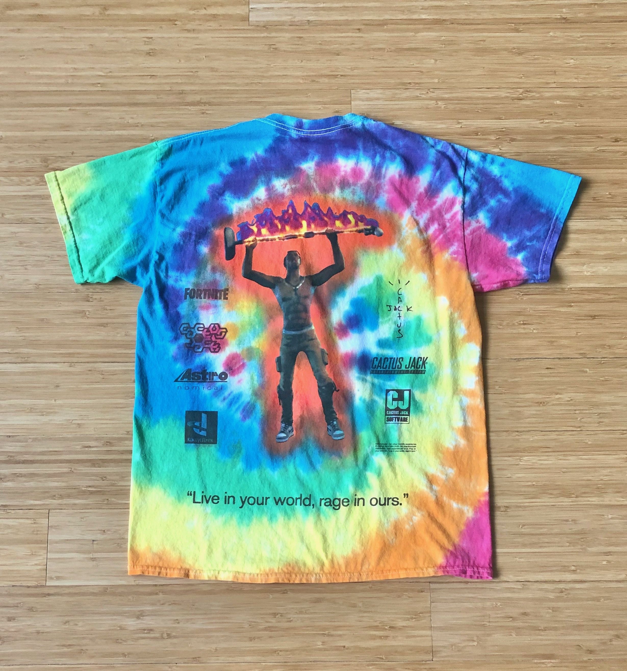 Travis Scott Fortnite Guy Travis Scott rage emote tie dye tee shirt ...