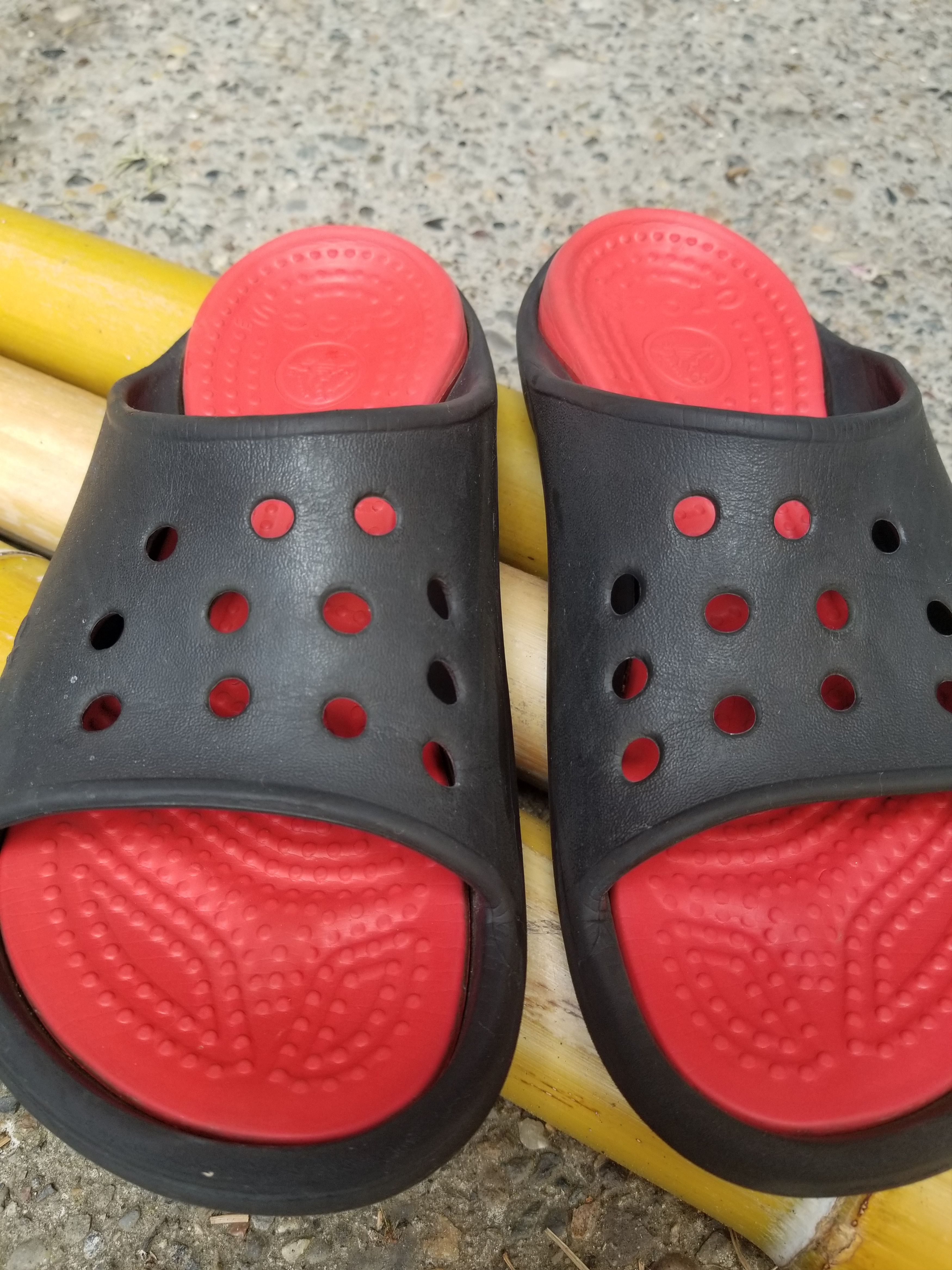 Crocs Crocs Slides Red and Black Shoes Men's 6 Women's 8 | Grailed