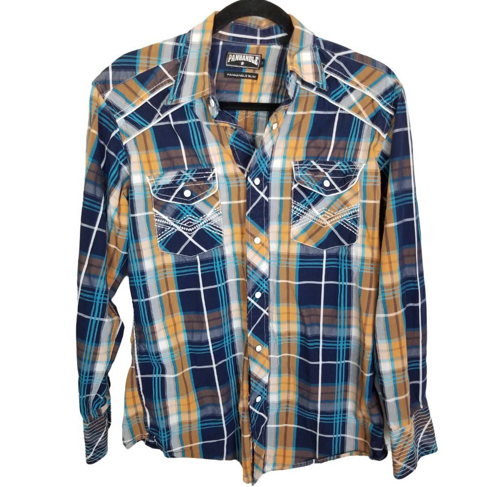 Panhandle Slim Panhandle Slim Plaid 90 Proof Snap Front Long Sleeve ...
