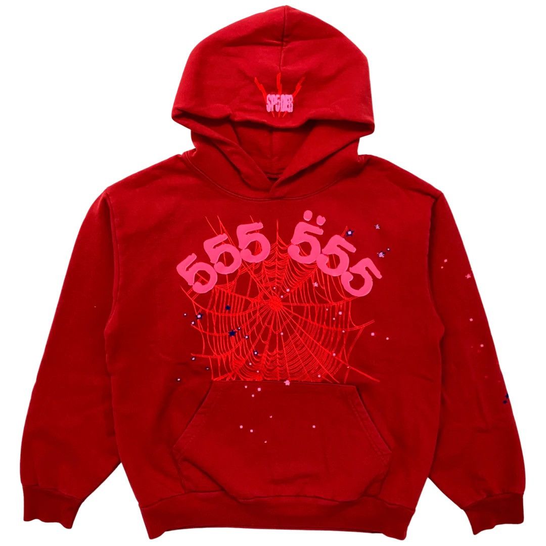 Sp5der Sp5der Worldwide Red Angel Number 555 Hoodie | Grailed