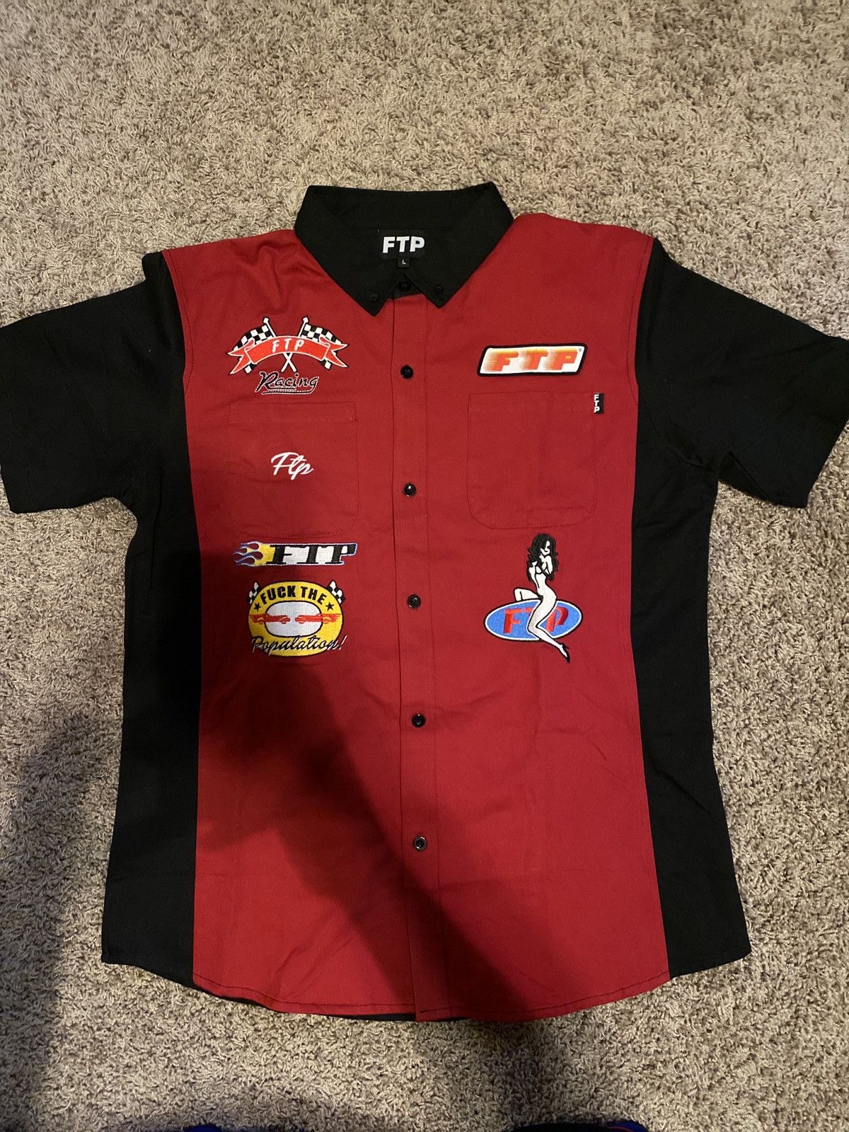 Fuck The Population FTP Racing/ Pit Crew Button Up | Grailed