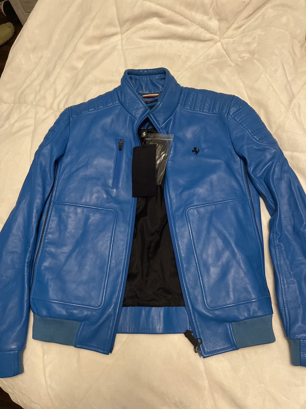 Ferrari Ferarri 488 spider light blue leather jacket | Grailed