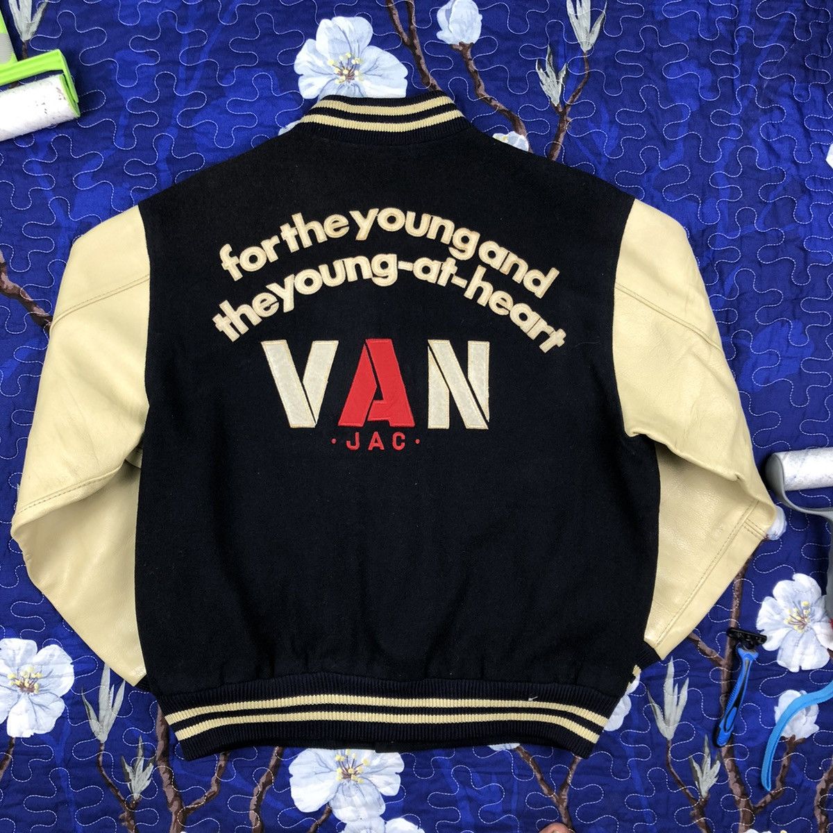 Van × Varsity Jacket × Vintage Vintage Van Jac Leather Varsity Jacket ...
