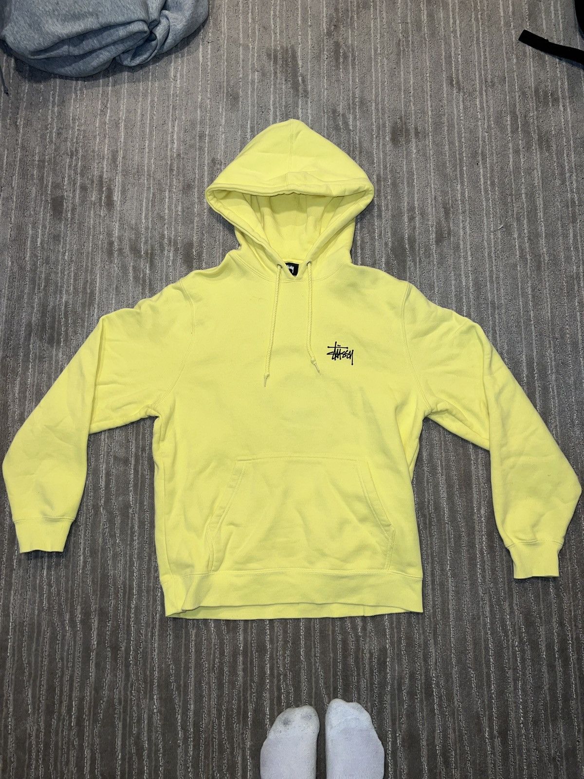 Stussy Stussy Neon Green Basic Logo Pullover Hoodie Men Size Large ...