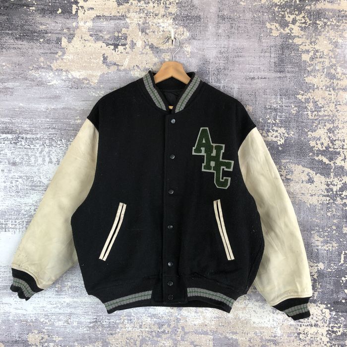 Vintage Aba House Varsity Jacket Leather Letterman Wool Jacket | Grailed