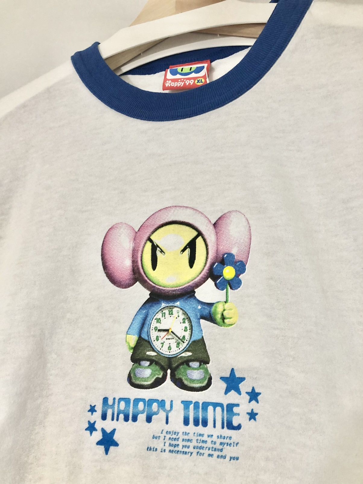 Happy99 × Streetwear × Vintage Happy99 Happy Time Ringer Tee Shirt White/Blue XL | Grailed
