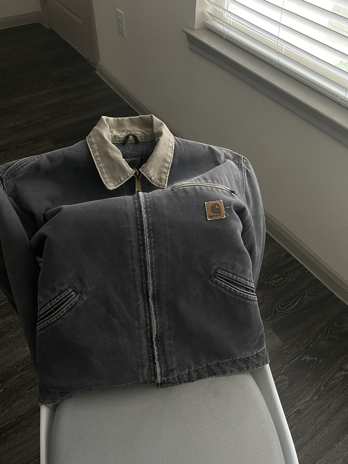 Vintage Vintage 80s faded Charcoal Gray Carhartt Detroit Jacket | Grailed