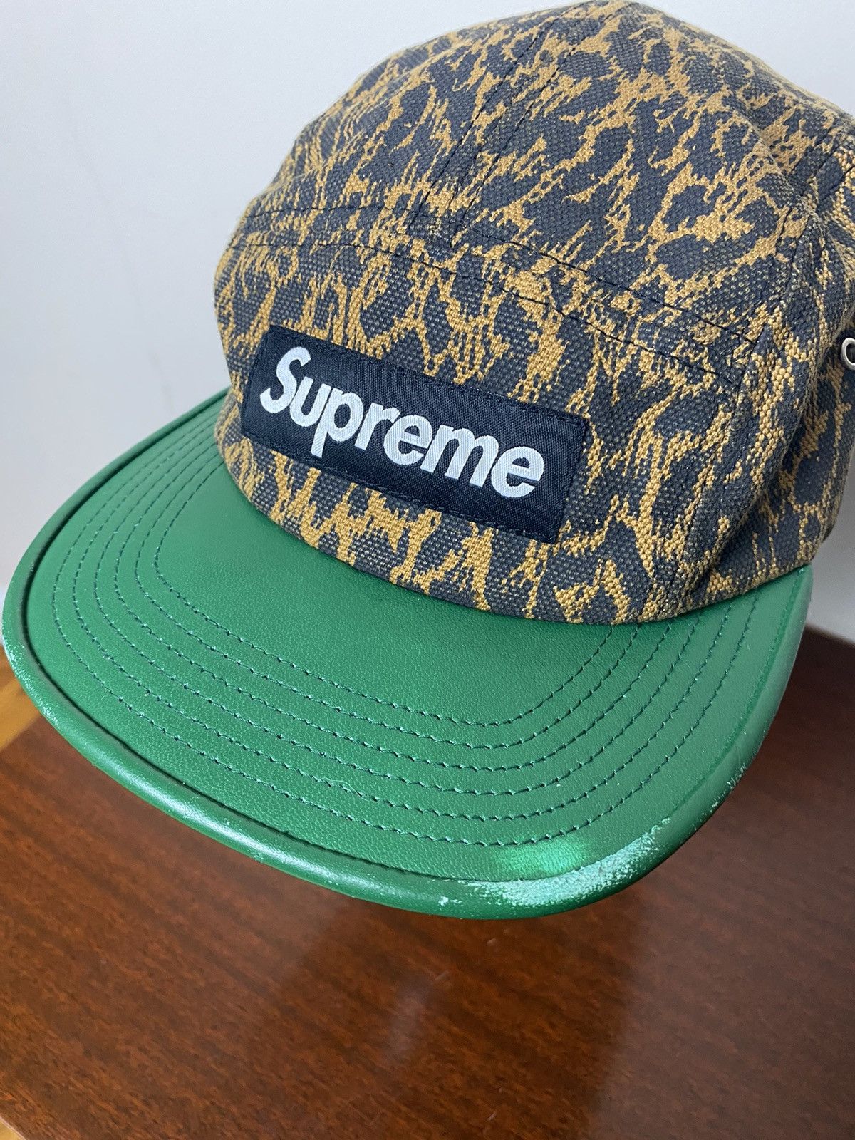 Supreme Supreme Cheetah Print Leather Box Logo Camp Cap | Grailed