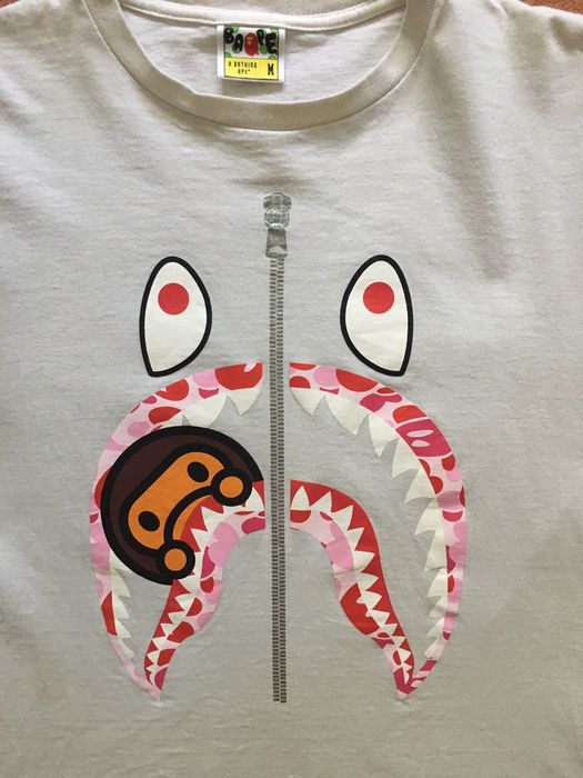 Bape Shark Mouth Baby Milo Zipper Tee Size M | Grailed
