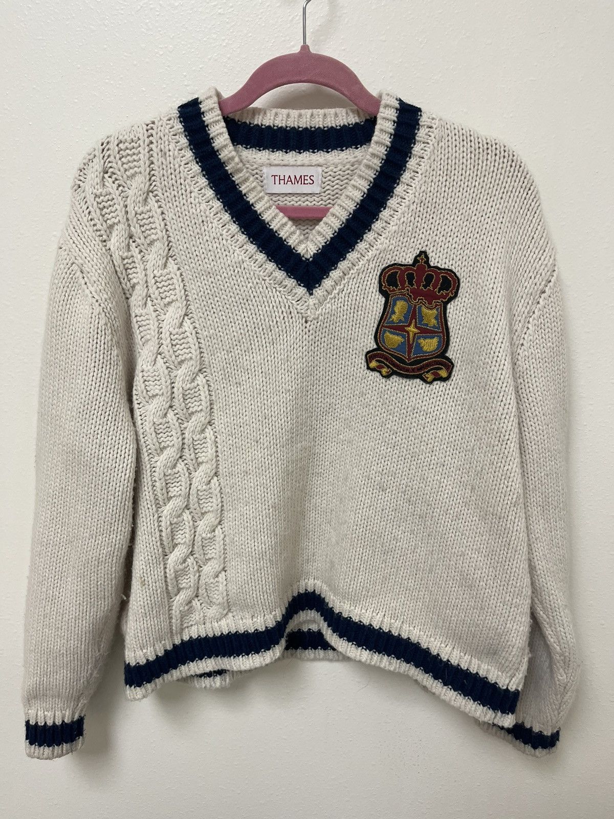Thames P.G. Knit Prussian White & Navy Blue Sweater | Grailed