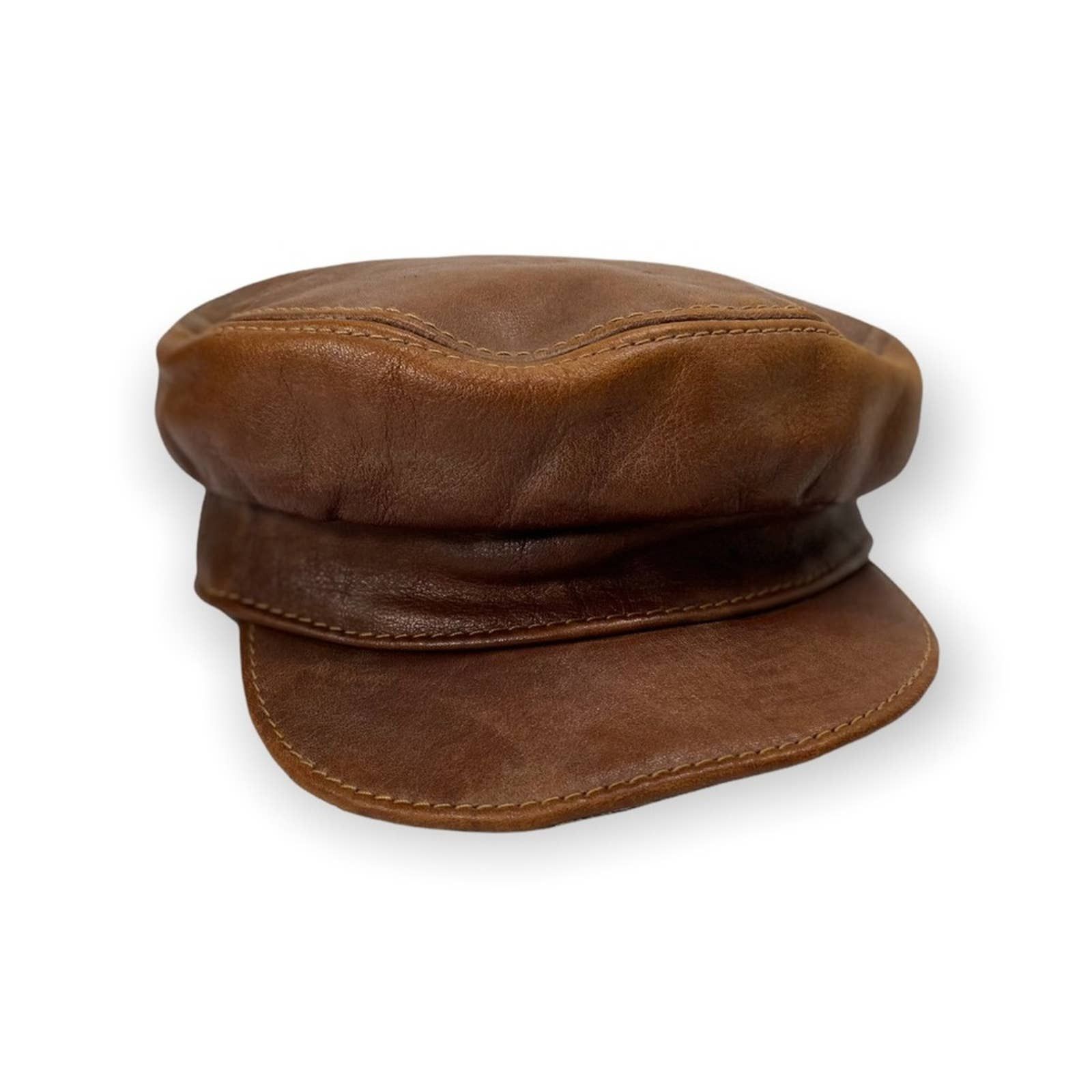 Vintage Vintage Leather Fiddler Cap Brown Nacca Dacca San Francisco ...