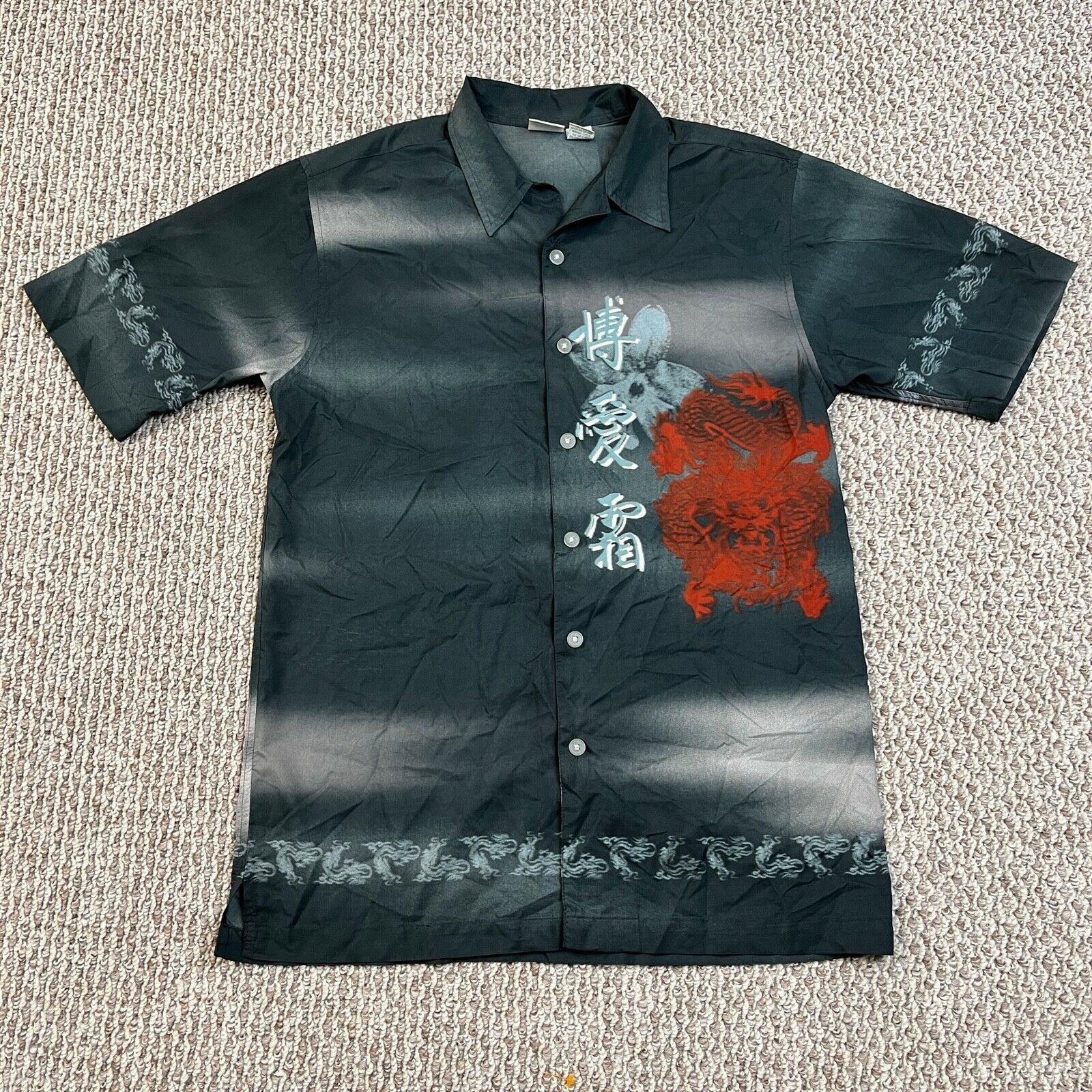 Vintage Vintage Casual Dragon Shirt Size S Black Button Ricky TPB ...