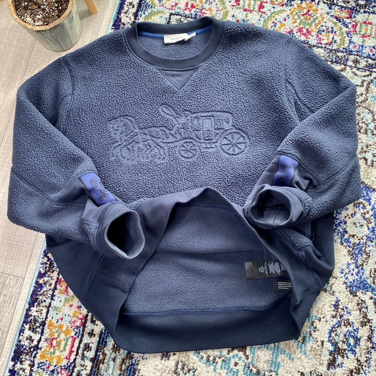 Coach × Streetwear Coach Horse and Carriage Embossed Fleece Sweater ...