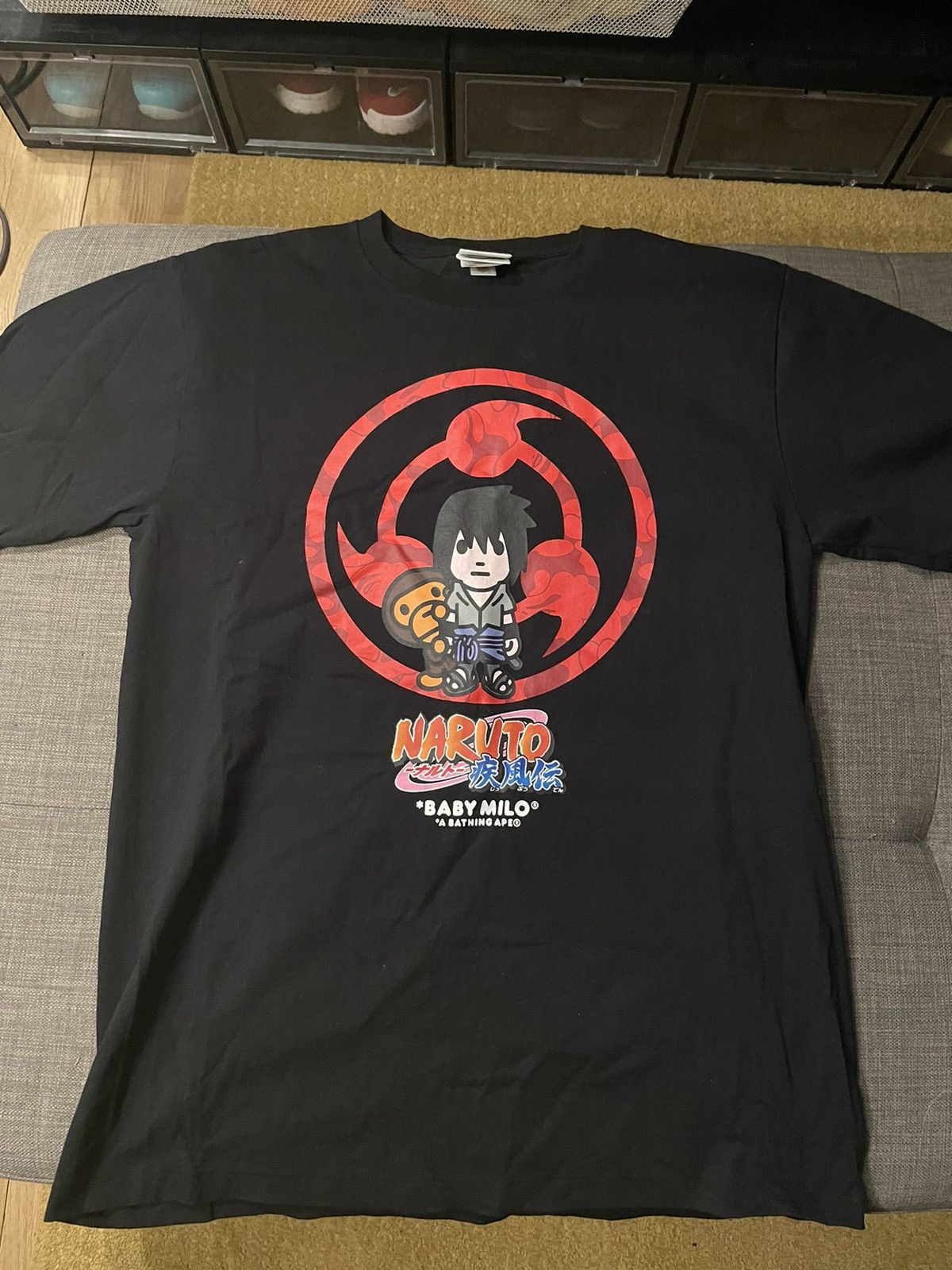 Bape BAPE x Naruto Milo #2 Tee Sasuke Black Large | Grailed