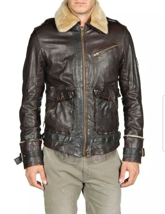 Diesel Diesel shearling flight bomber leather jacket | Grailed