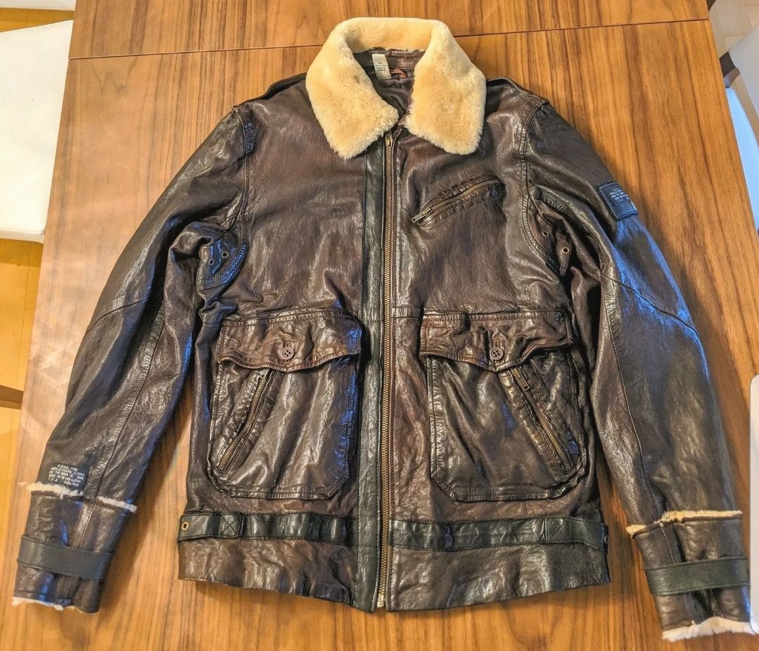 Diesel Diesel shearling flight bomber leather jacket | Grailed