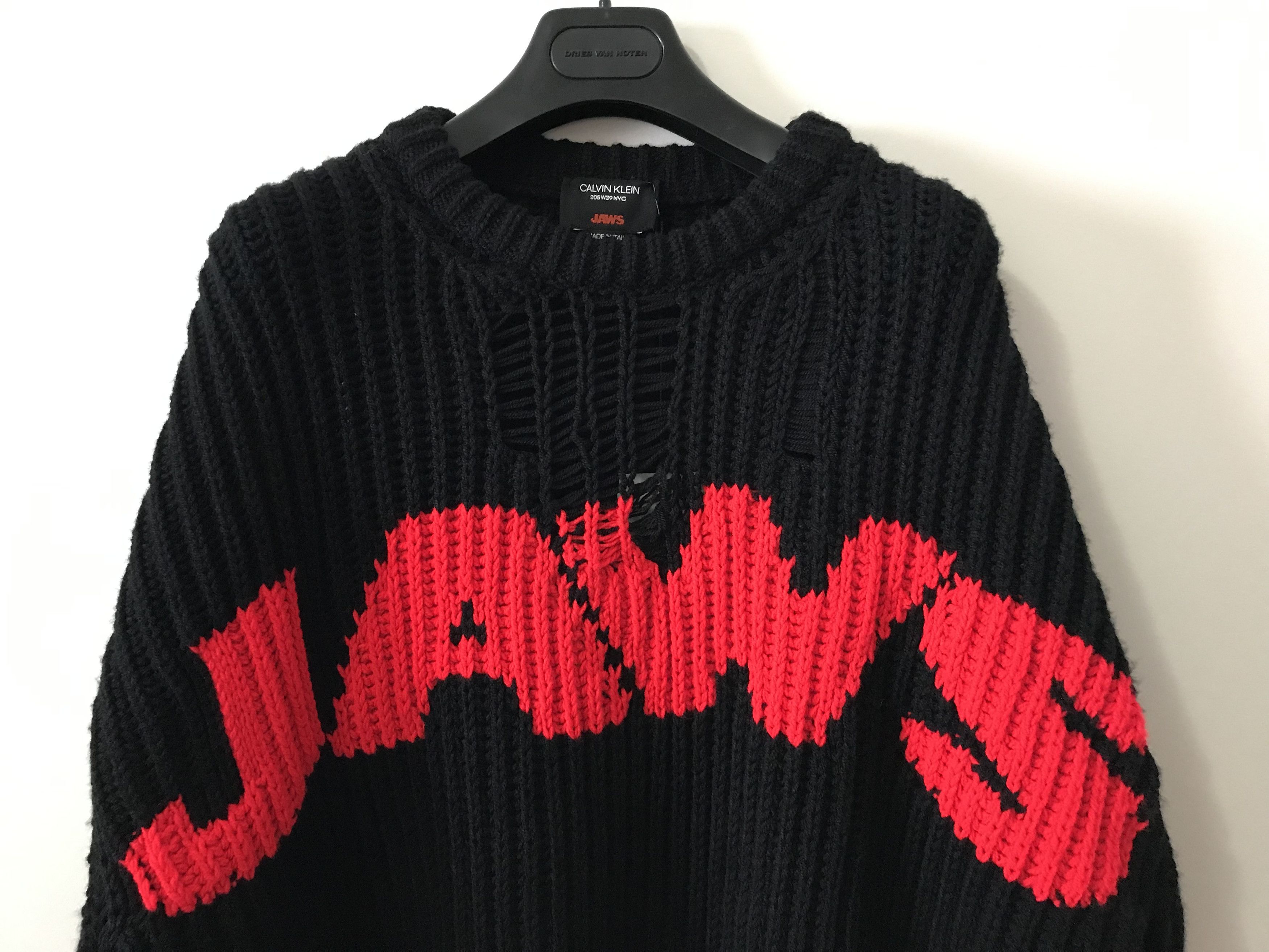 Raf Simons Cropped / Loose Fit Distressed JAWS Sweater - SS19 | Grailed