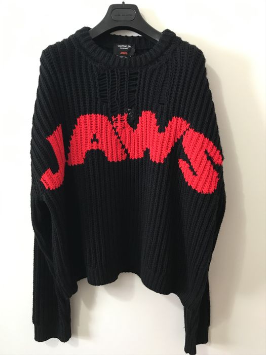 Raf Simons Cropped / Loose Fit Distressed JAWS Sweater - SS19 | Grailed