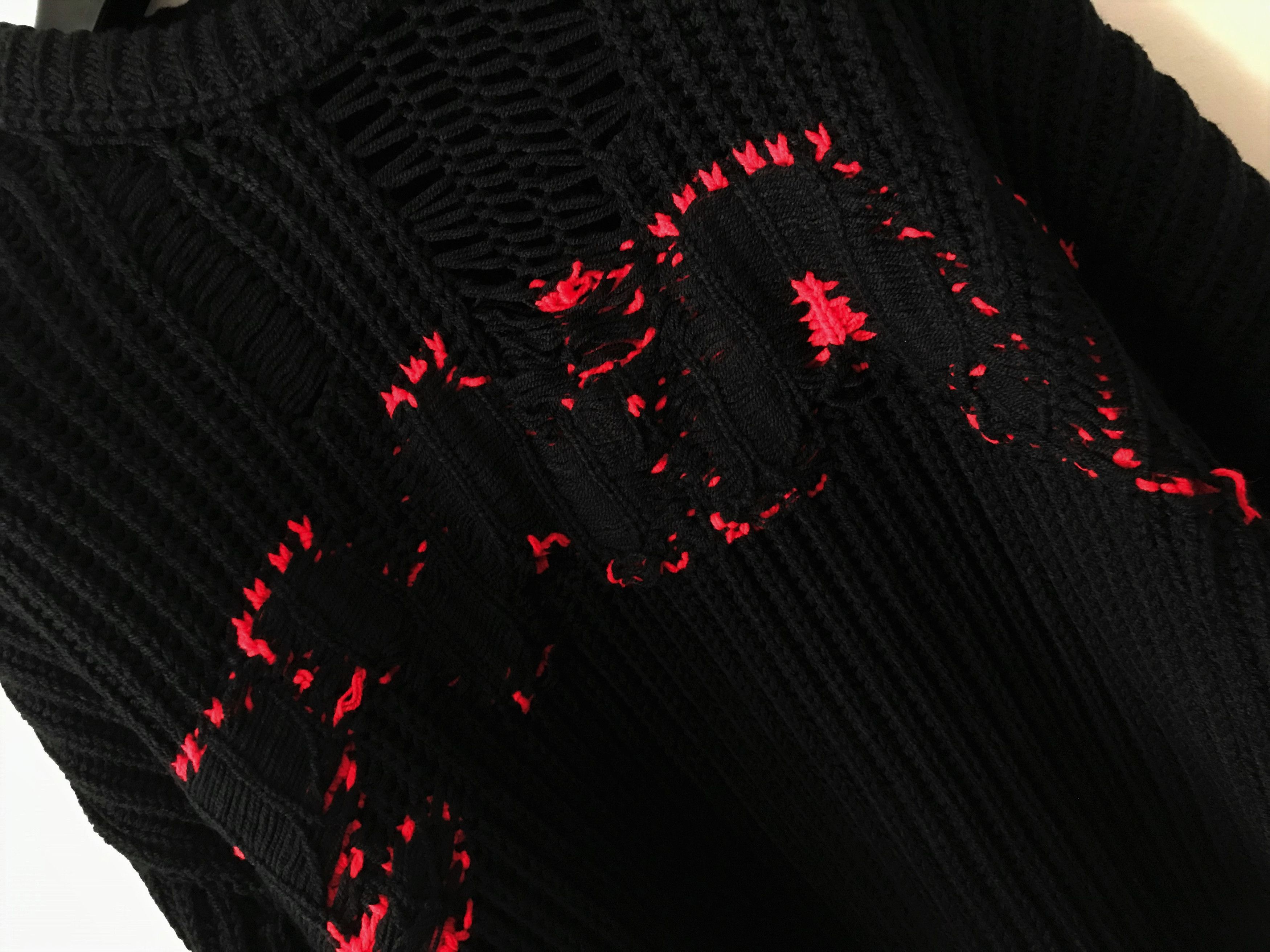 Raf Simons Cropped / Loose Fit Distressed JAWS Sweater - SS19 | Grailed