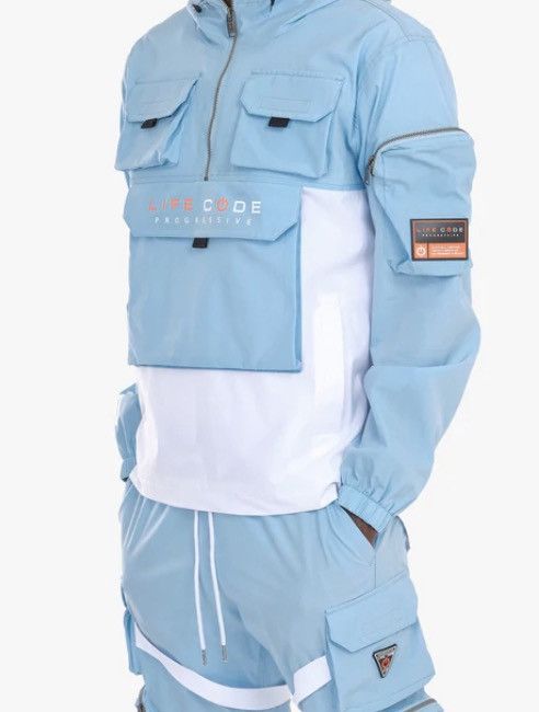 Vintage Large Progressive Life Code Sky Blue Tactical Windbreaker | Grailed