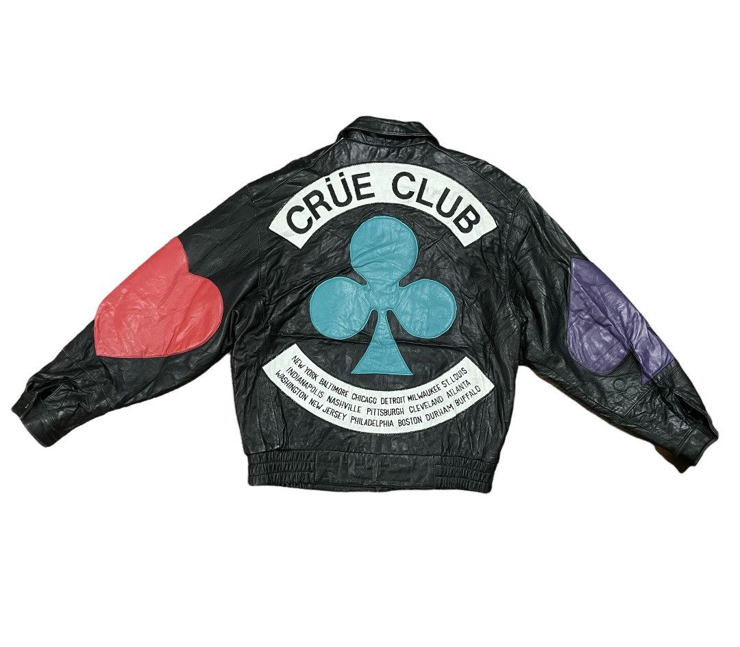 Gang × Leather Jacket × Vintage VTG Crue Club Playing Cards Kadosh ...