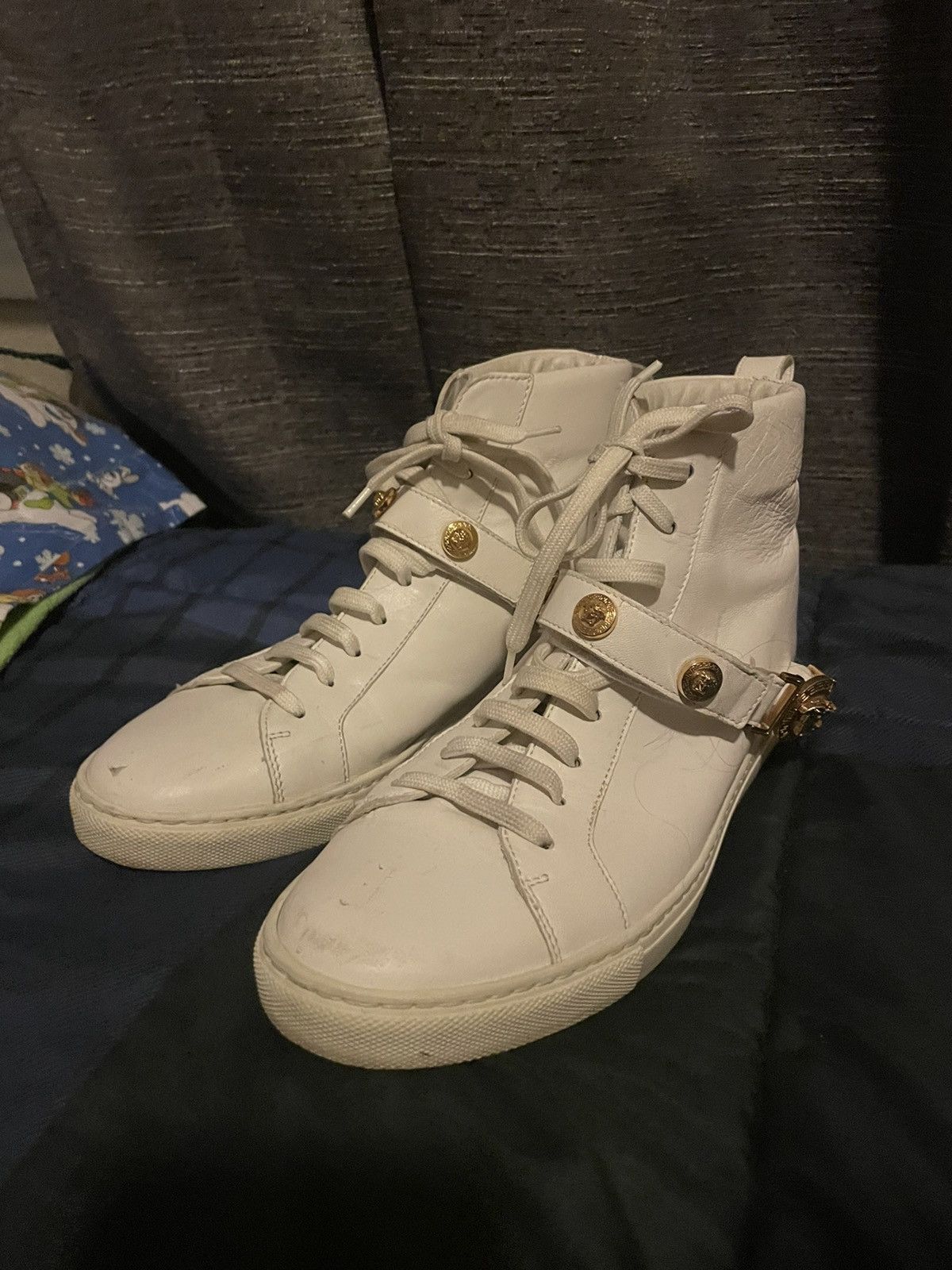 Versace Versace Gold/White High Top Sneakers | Grailed