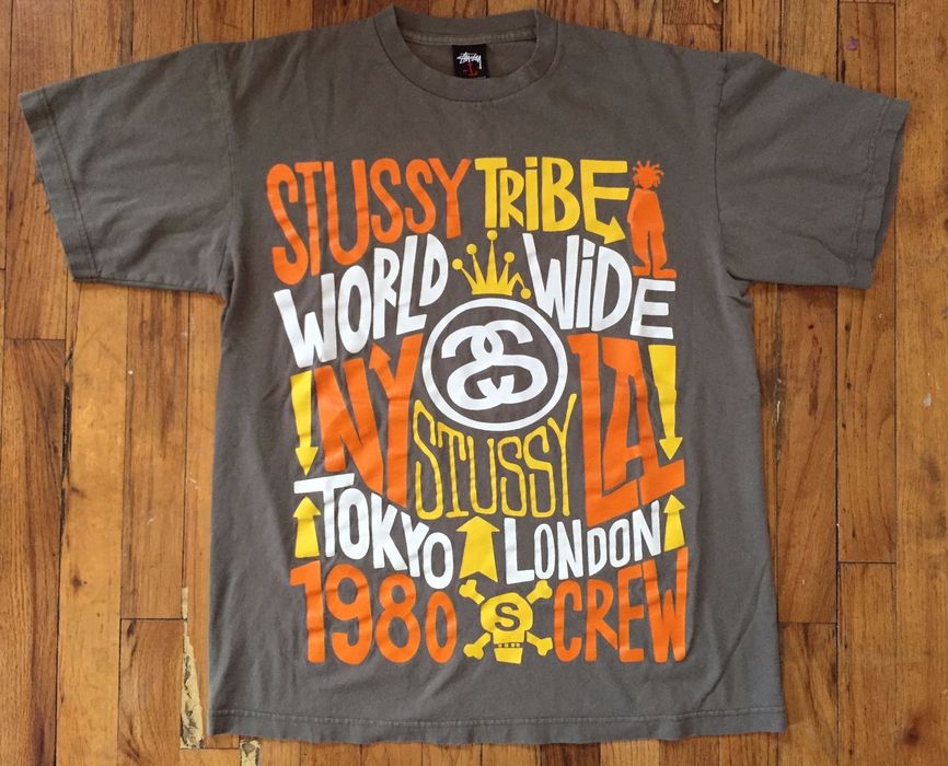 Stussy Stussy Tribe World Wide Crew LA NY 1980 London Tokyo Graffiti T-Shirt, Large | Grailed