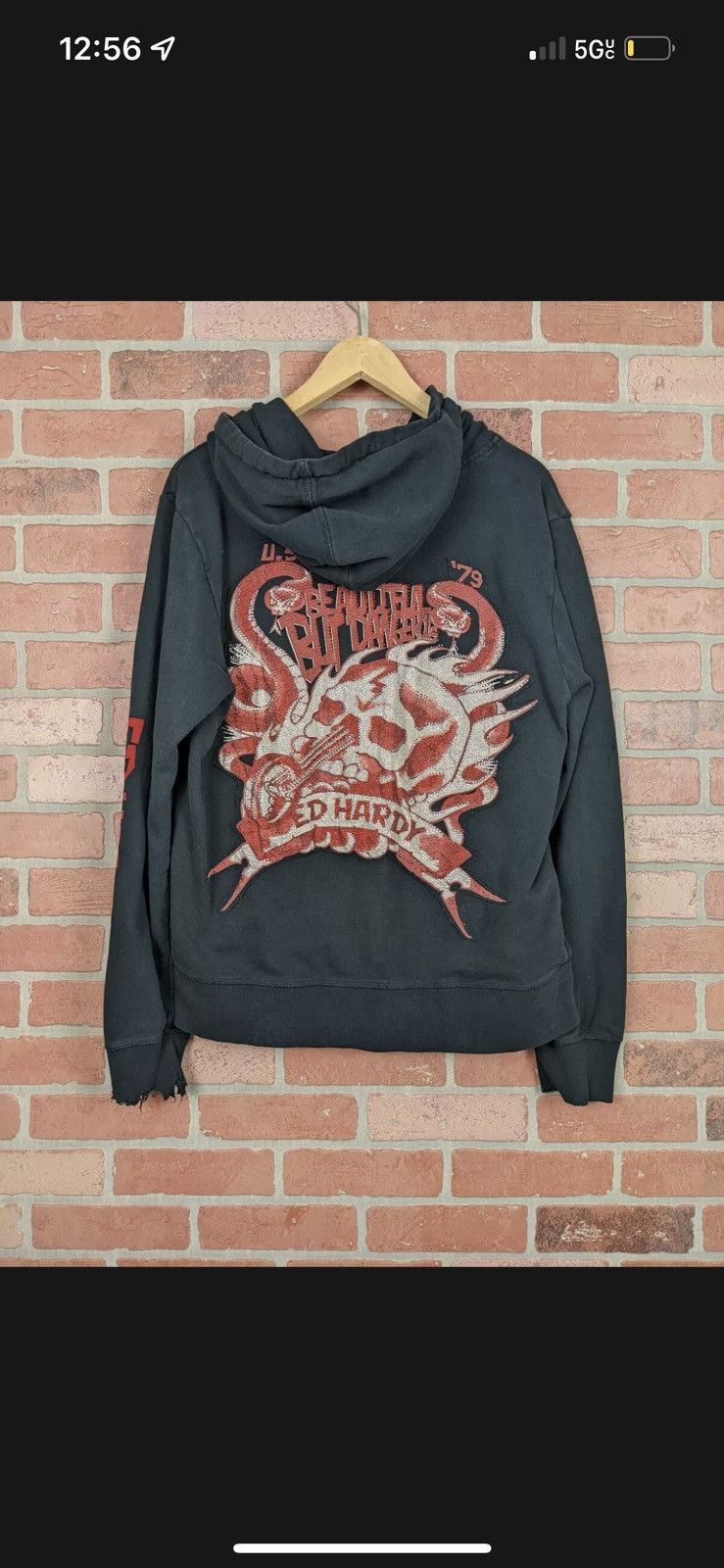 Ed Hardy Rare early production Ed hardy hoodie rhinestone patches | Grailed