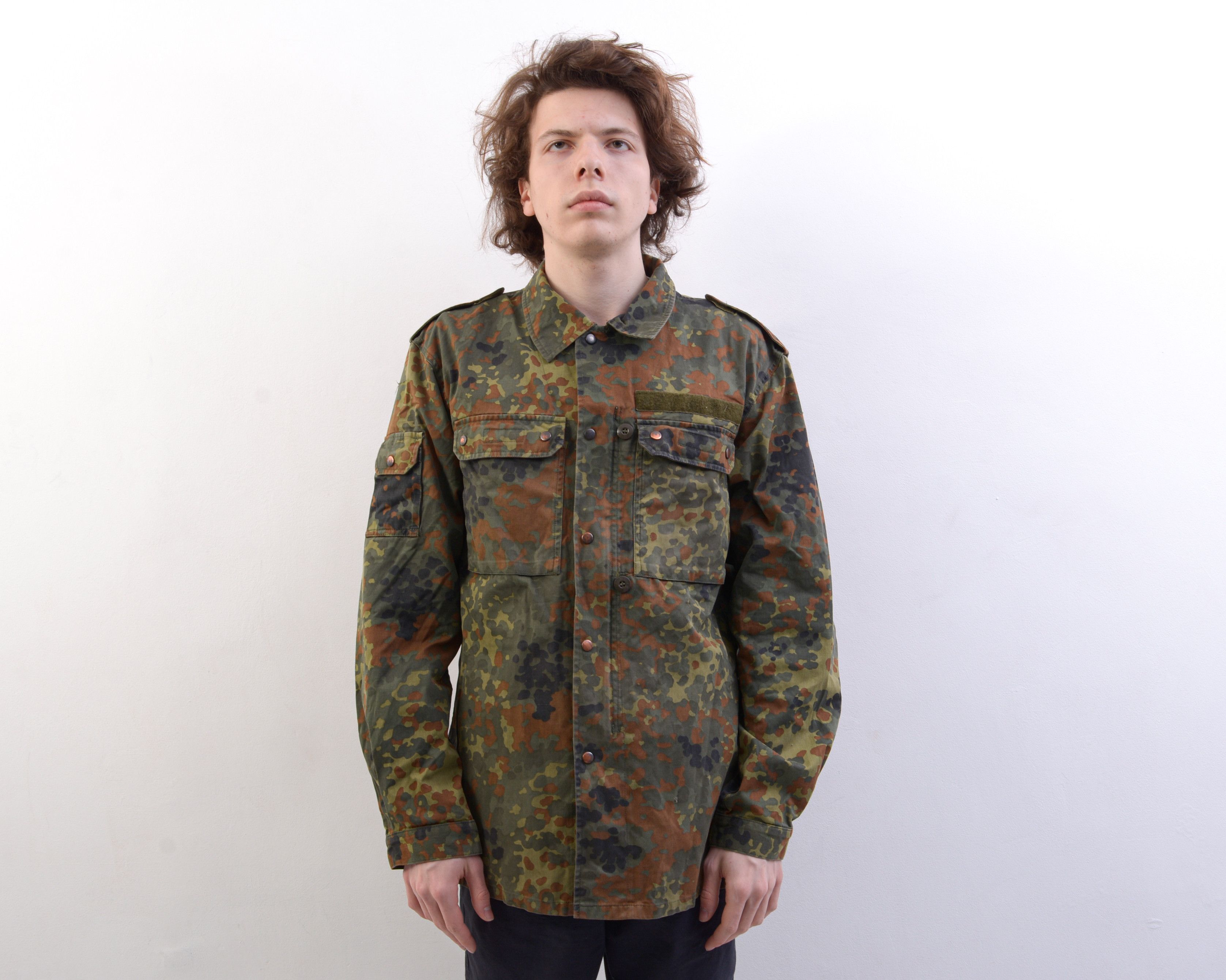 Vintage German Army Jacket Coat Camouflage Zip Snap Cotton Retro | Grailed