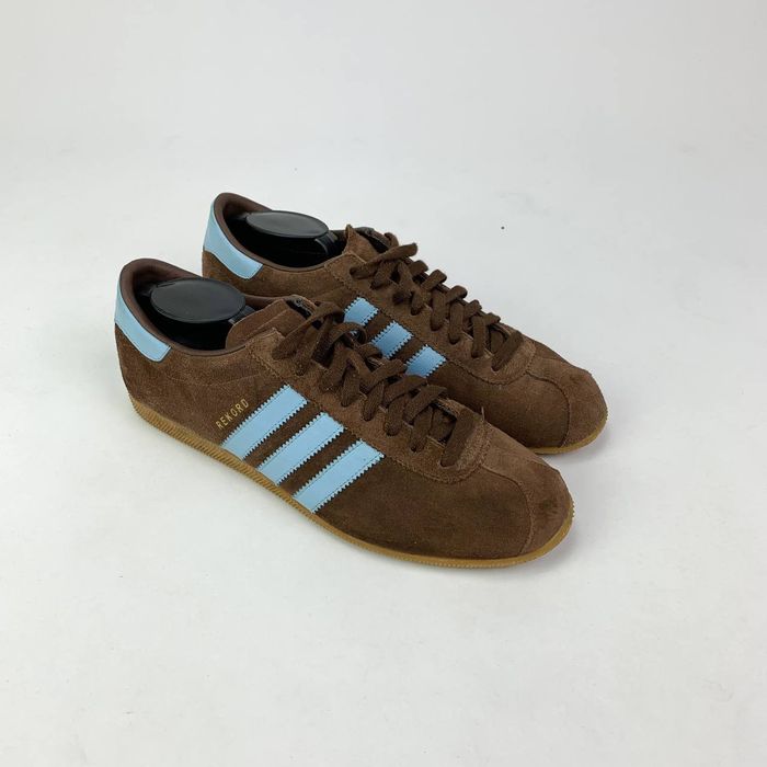 Adidas Vintage Adidas Rekord Brown Suede Blue Striped | Grailed