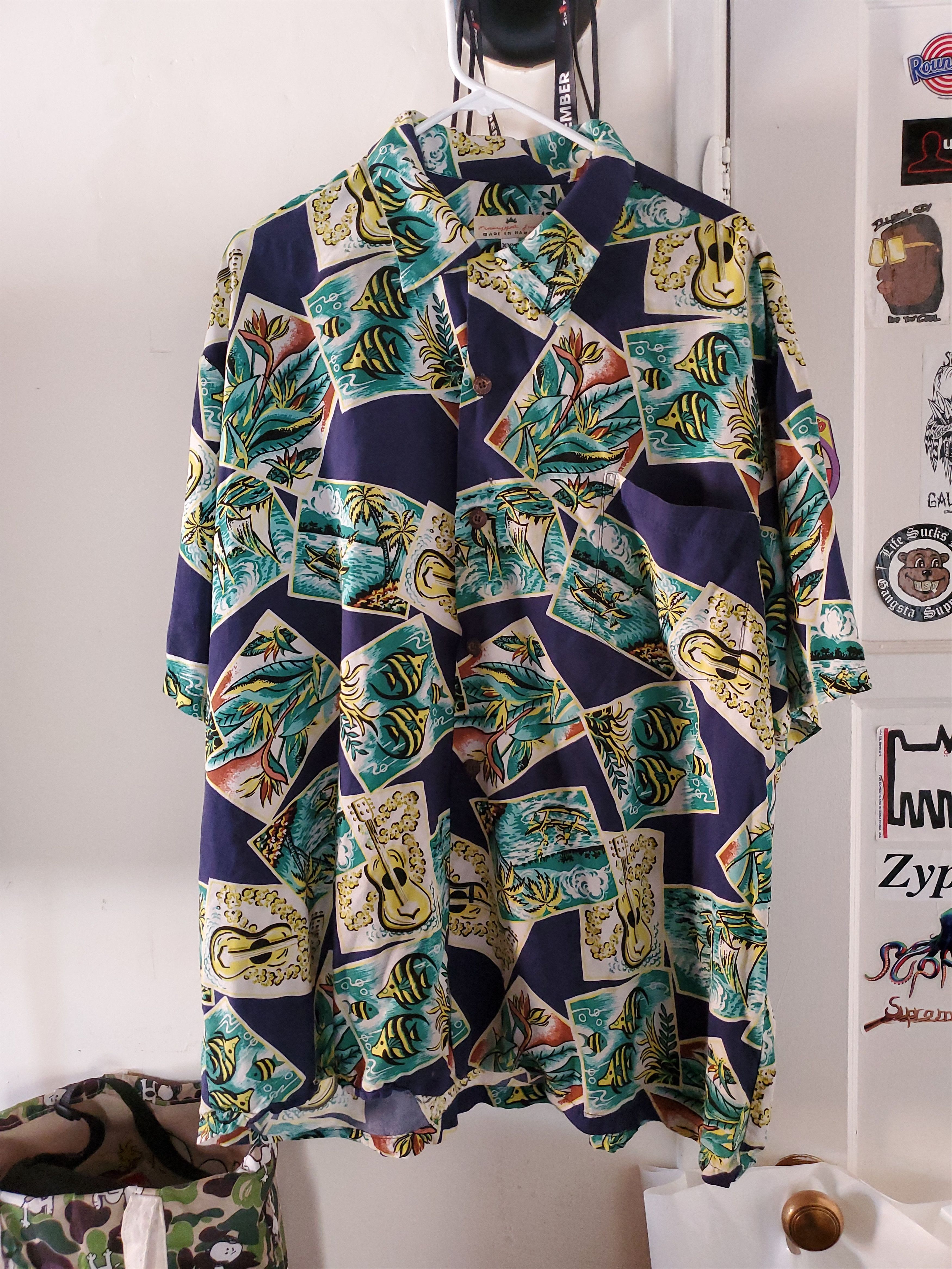 Made In Hawaii × Vintage Aloha button down fish aquatic theme | Grailed