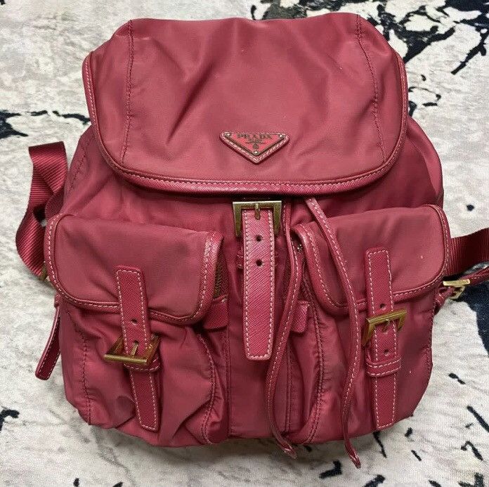 Prada Authentic Prada Red Nylon Backpack | Grailed