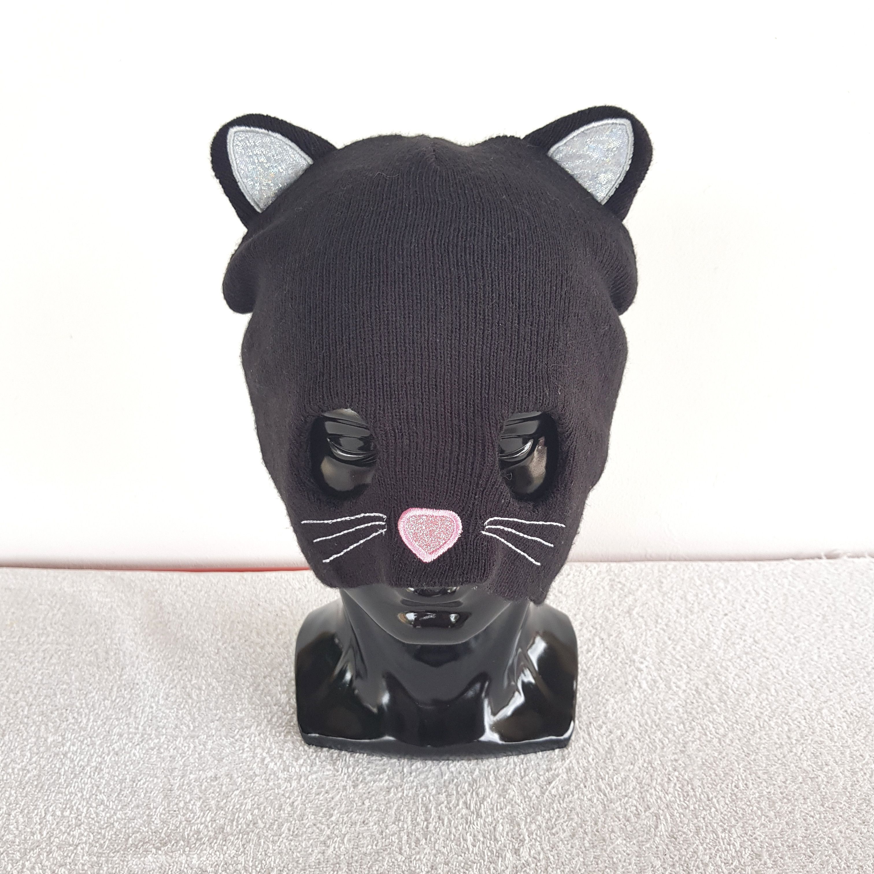 Japanese Brand × Vintage Cat Face Beanie Snow Cap Japanese Mask Cartoon ...