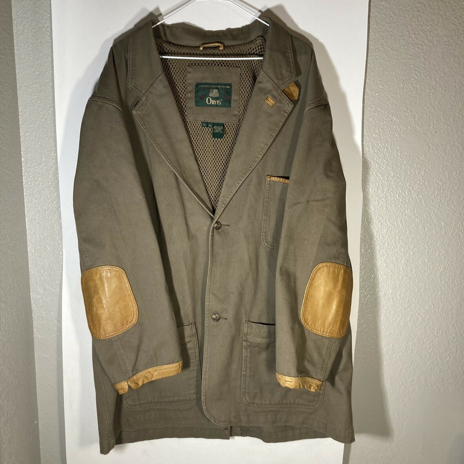 Orvis Vtg Orvis XL Tall Zambezi Twill Cotton Leather Fishing Safari ...