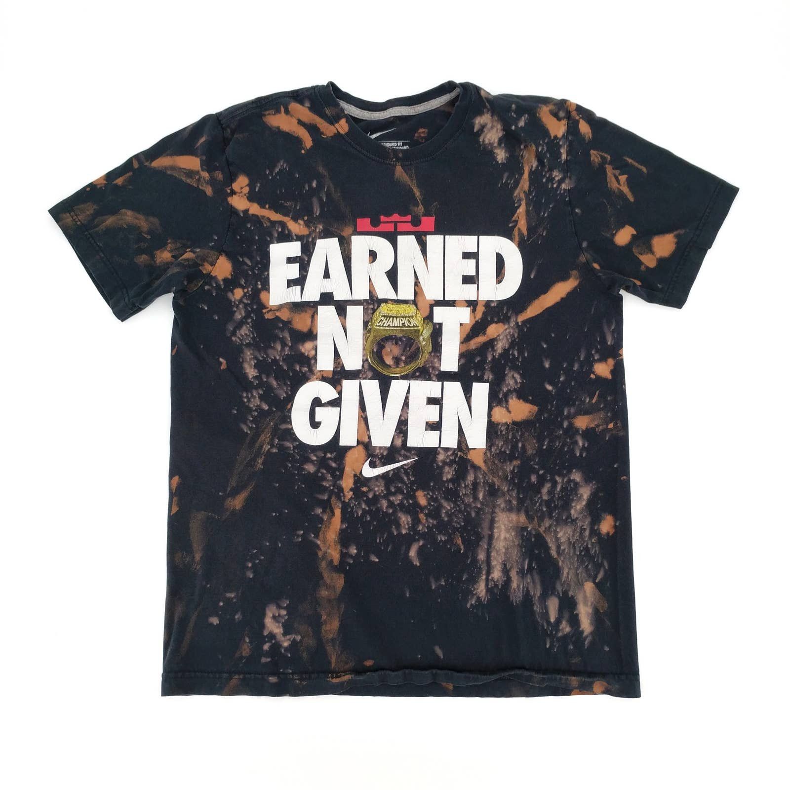 Custom × Nike × Streetwear NIKE Lebron James Earned Not Given Custom Bleached T-Shirt | Grailed