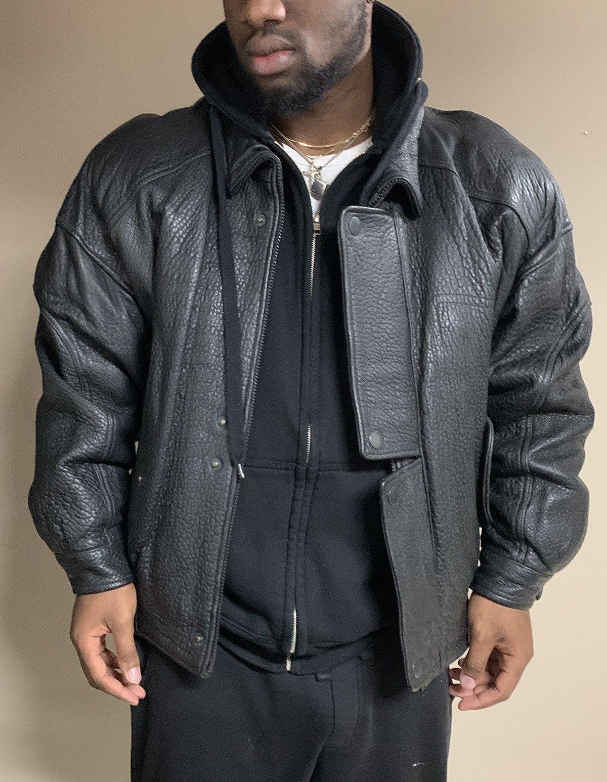 Vintage Heavy Leather Jacket Textured | Grailed