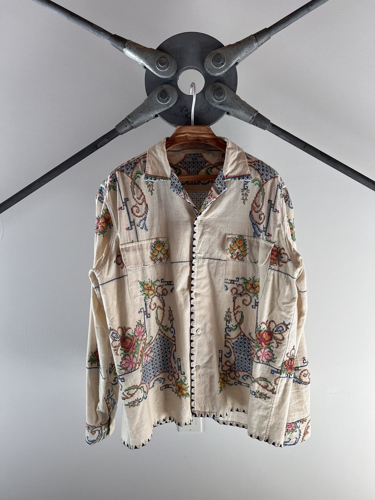 Bode BODE 1of1 Cross Stitch Floral Shirt | Grailed