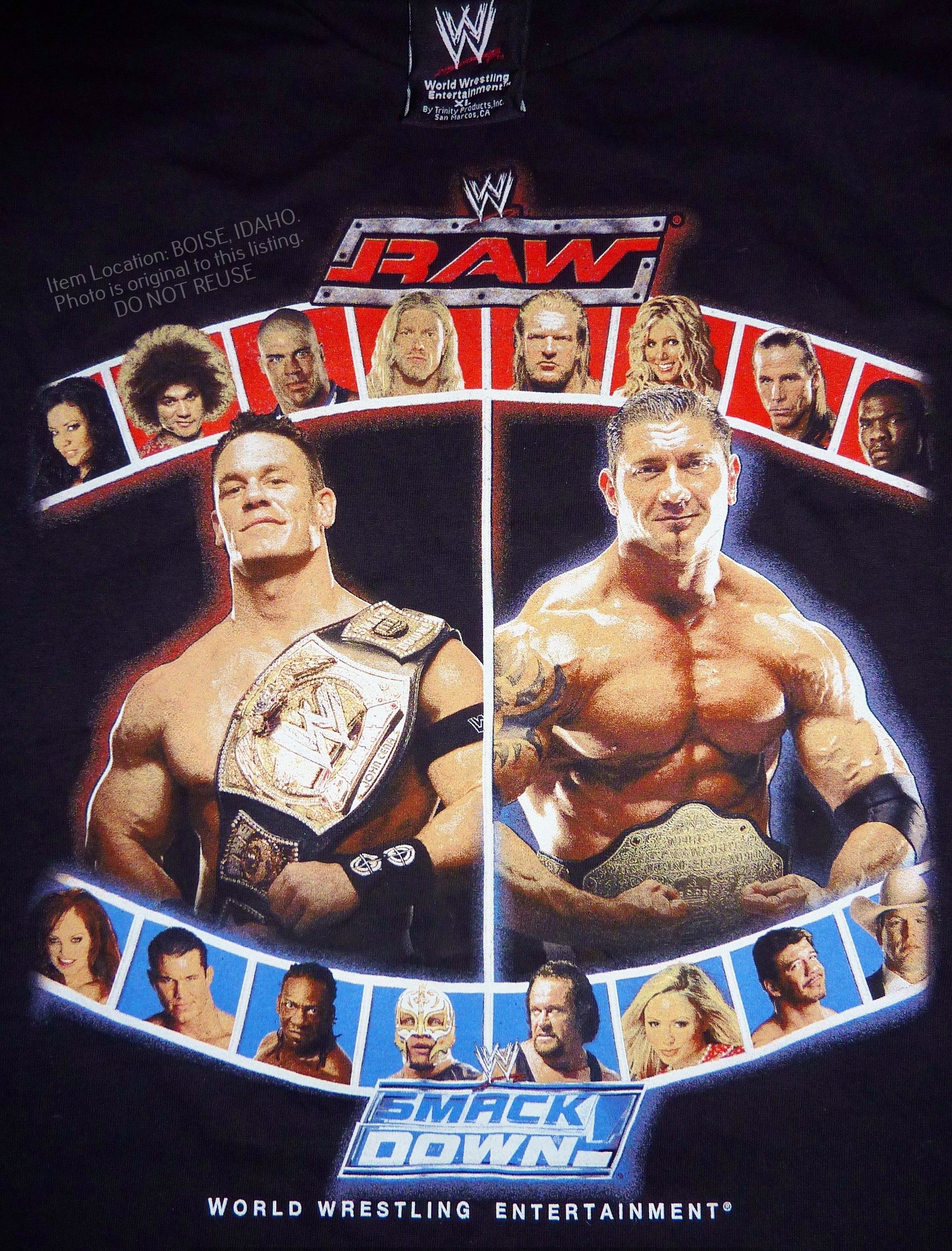 Vintage WWE RAW SMACKDOWN shirt NEW UNWORN 2005 Batista Cena | Grailed