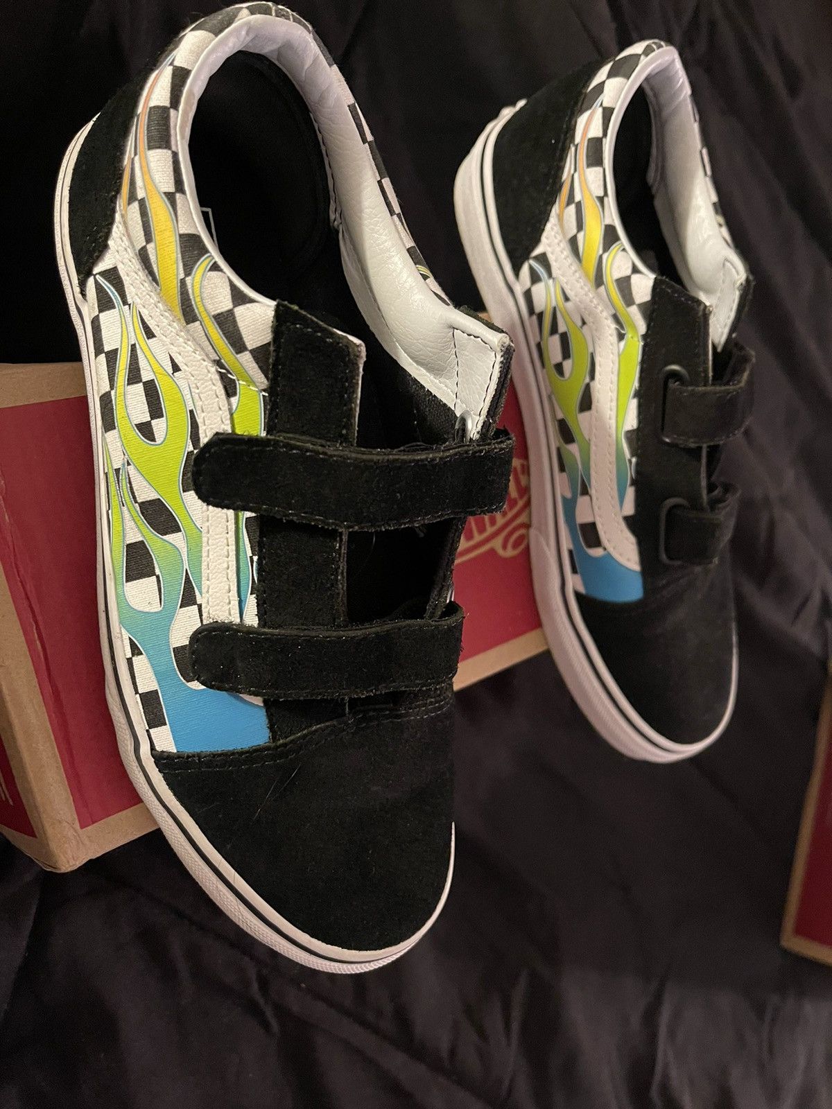 Vans blue flame low top vans | Grailed