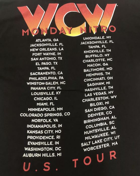 Vintage Vintage WCW Monday TNT Nitro Tour RAW WWF T-Shirt Size XL | Grailed