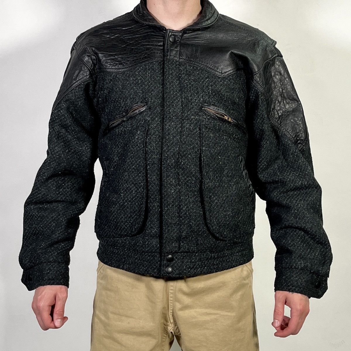 Vintage Vintage 1980s/90s wool/ Leather Dual Control Jacket | Grailed