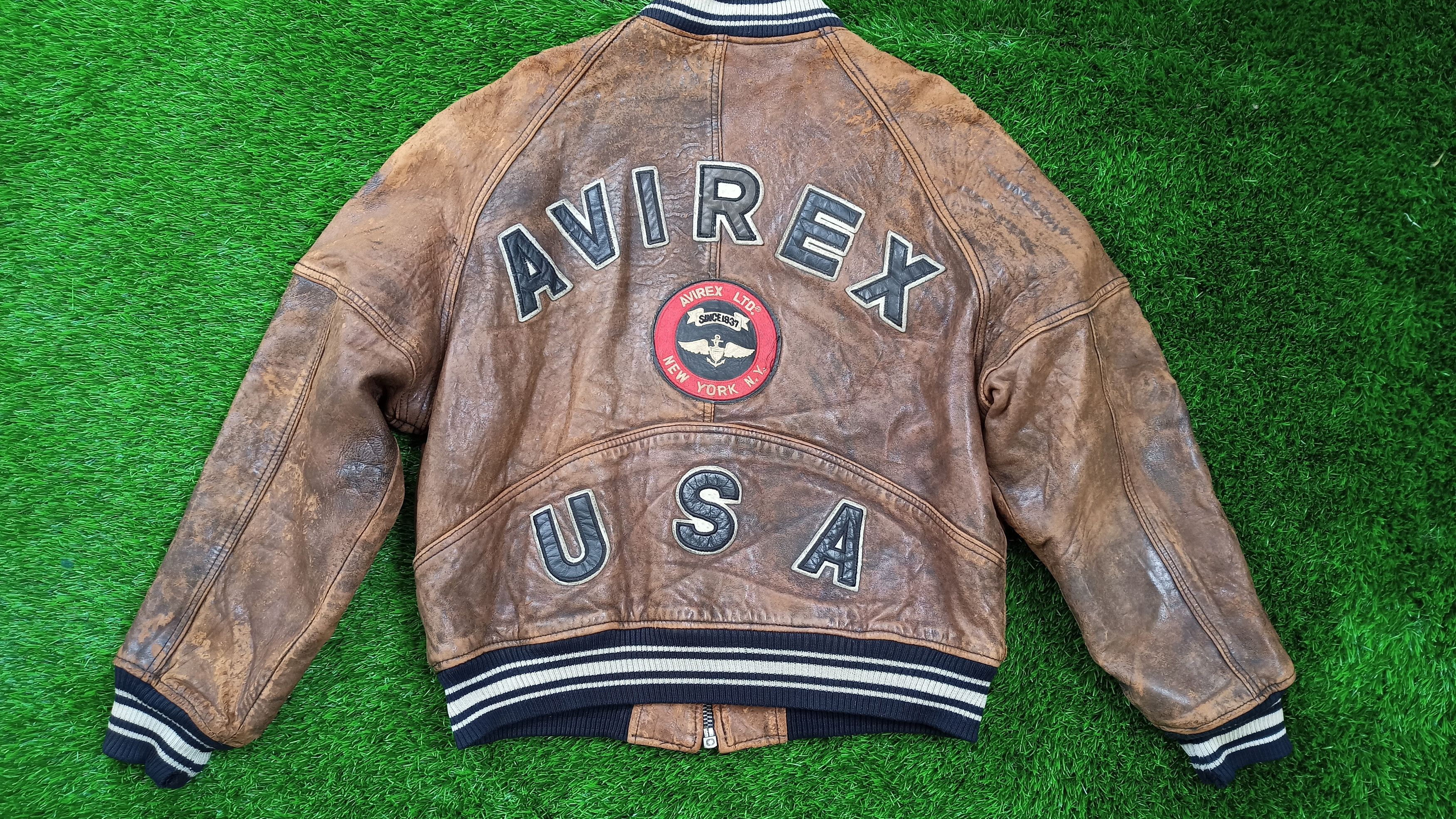 Avirex Vintage Avirex USA leather varsity jacket | Grailed