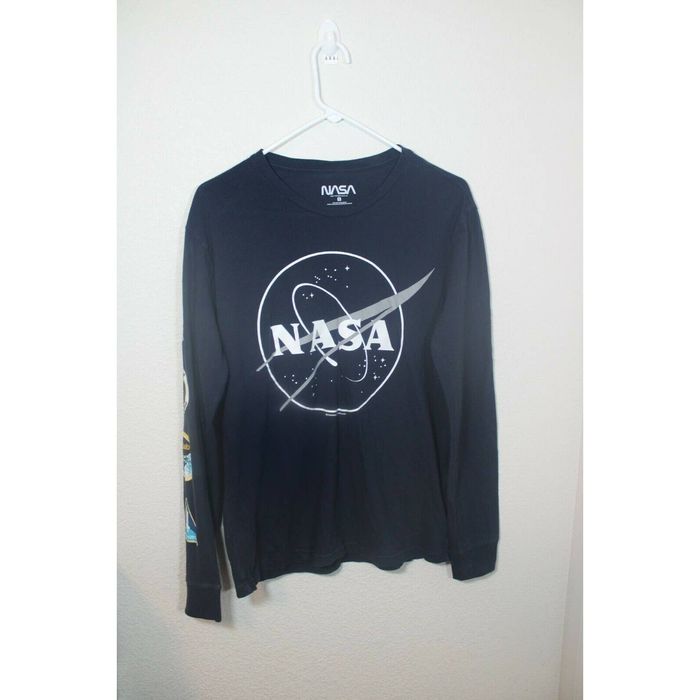 Nasa NASA Navy Blue Small Long Sleeve Crew Neck, Cotton T-Shirt | Grailed
