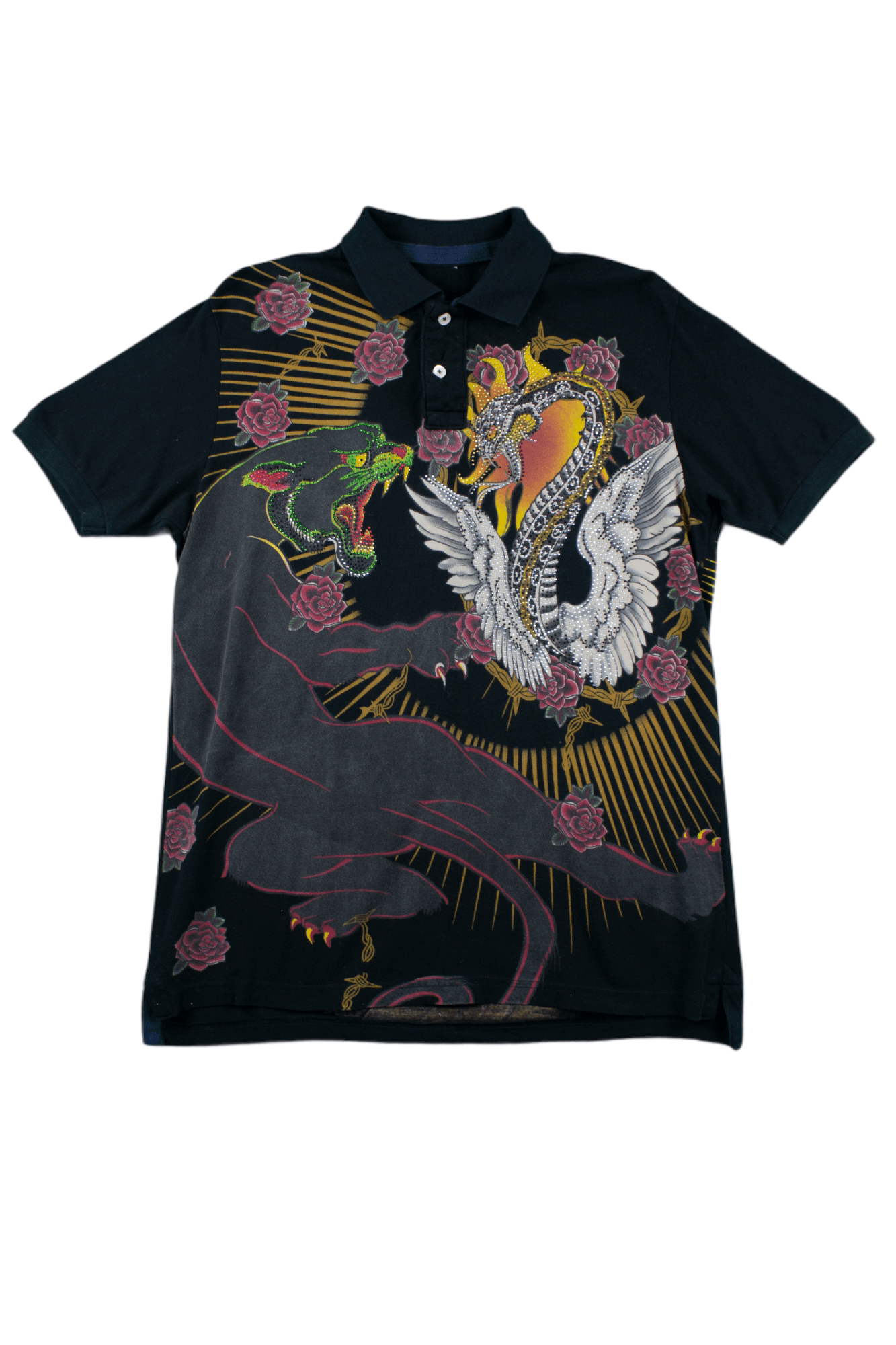Christian Audigier × Ed Hardy christian audigier black polo drip | Grailed