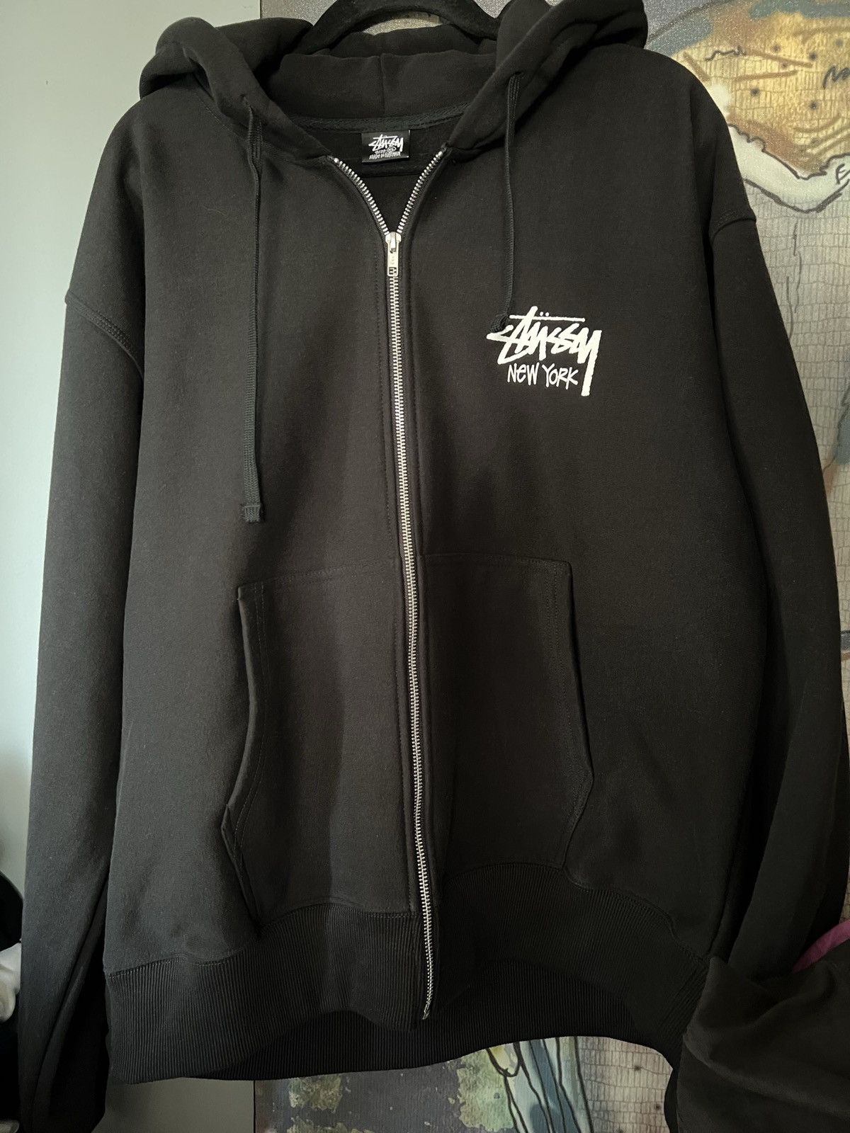 Streetwear × Stussy Black Stussy New York Zip Up Hoodie | Grailed